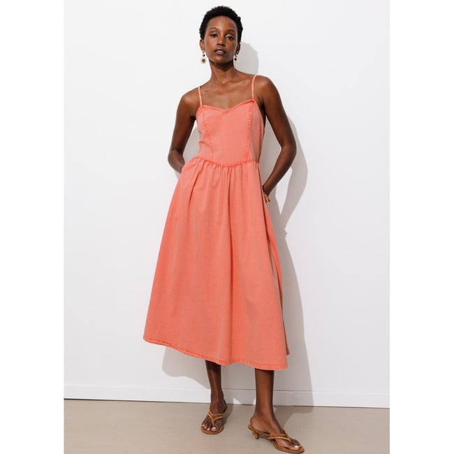 Robe midi à bretelles rose Promod | La Redoute