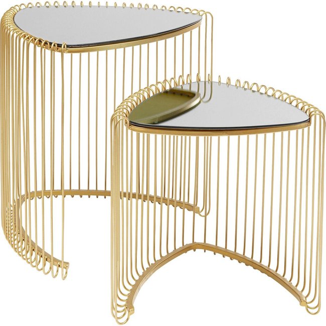 Tables d'appoint triangle wire laiton set de 2 Couleur or Kare Design ...