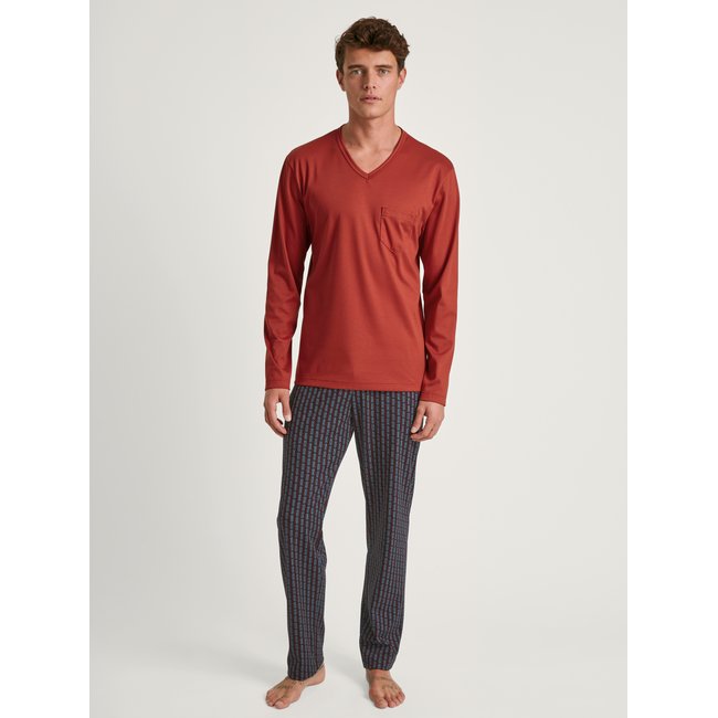 Pyjama manches longues coton relax streamline ochre rouge Calida | La ...