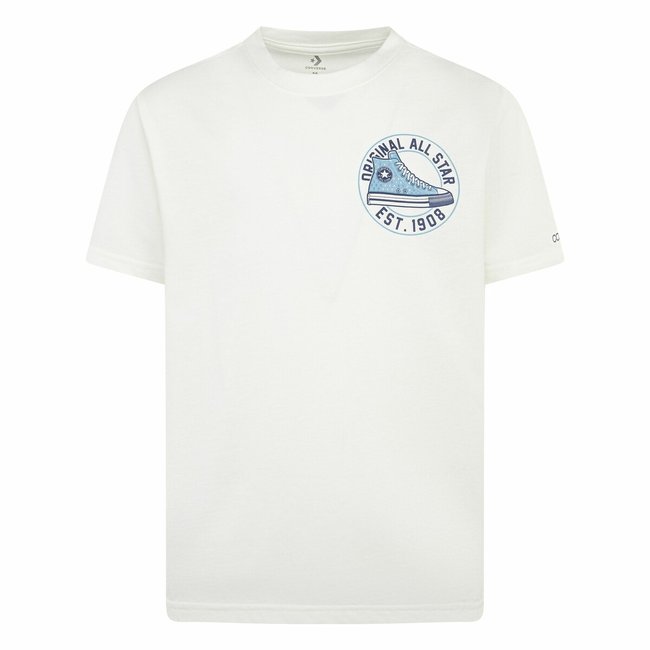 Chest logo print t-shirt with short sleeves, ecru , Converse | La Redoute