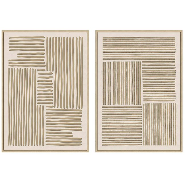 Set de 2 tableaux décoratifs en relief 50x3.5x70cm Couleur beige Wadiga ...