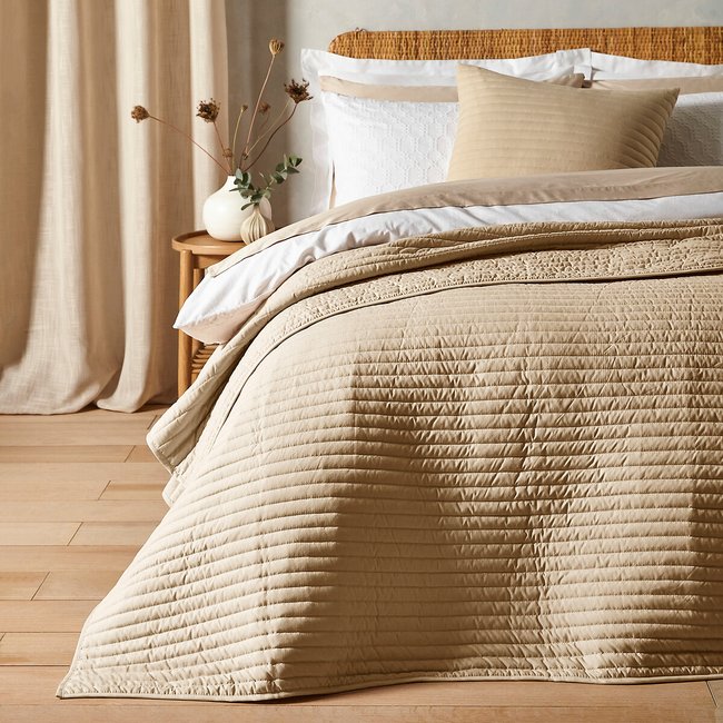 Quilted lines bedspread, natural beige, Bianca Fine Linens | La Redoute