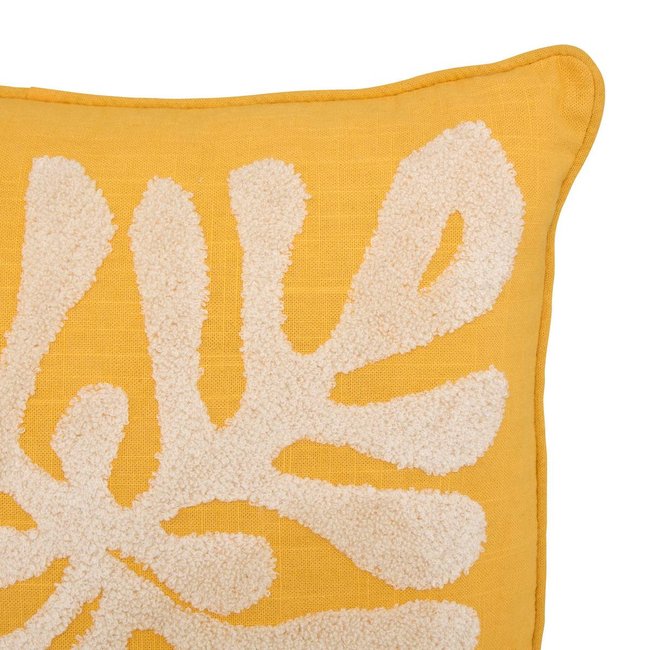 Coussin déhoussable en coton brodé libertad jaune Atmosphera | La Redoute