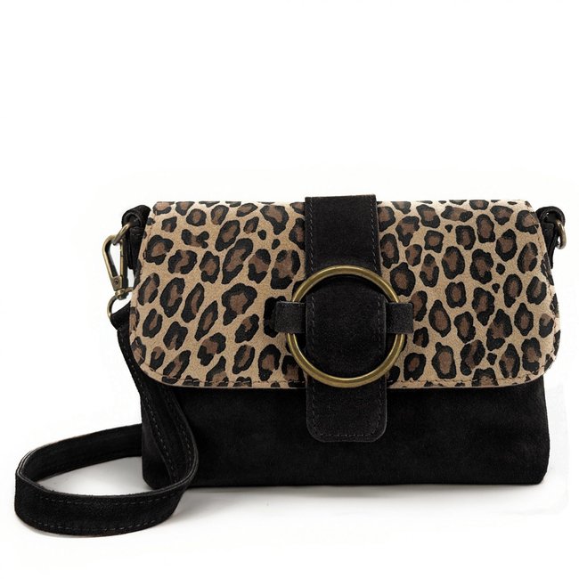 Sac à main en croute de cuir imprimé léopard verone suede leo léopard ...
