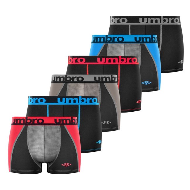 Lot de 6 boxers microfibre tec noir/gris/bleu Umbro | La Redoute