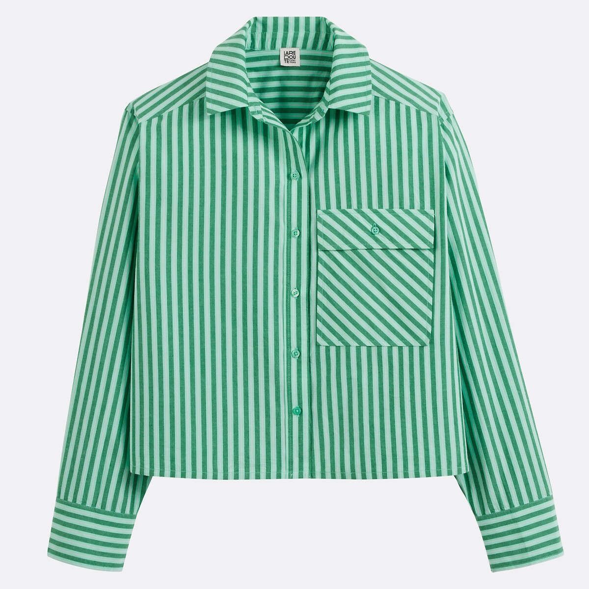 Chemise rayée courte et ample, manches longues rayé vert/rose La ...