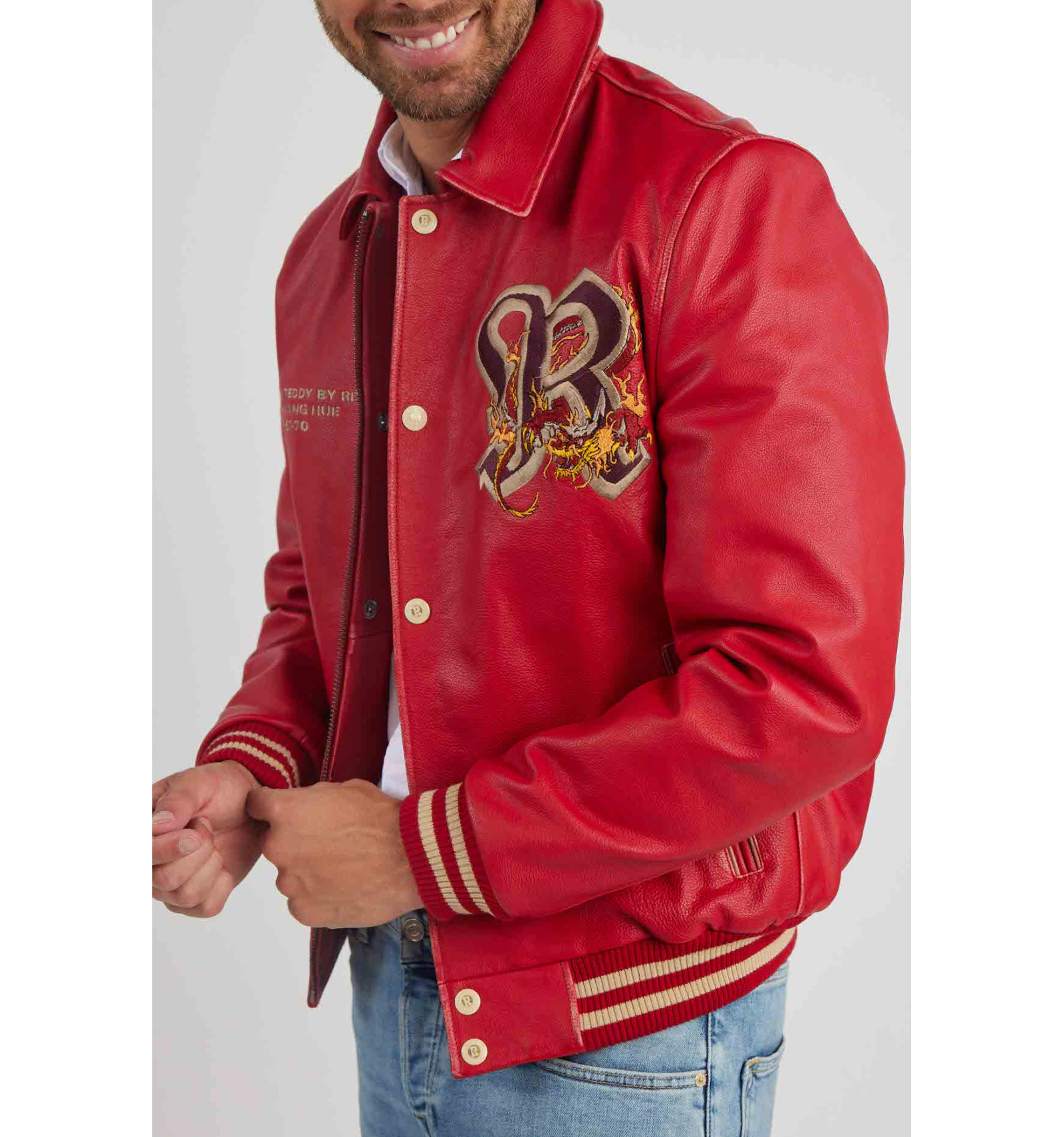 Cuir col rabattu boutons pressions dragon cohiba Redskins | La Redoute