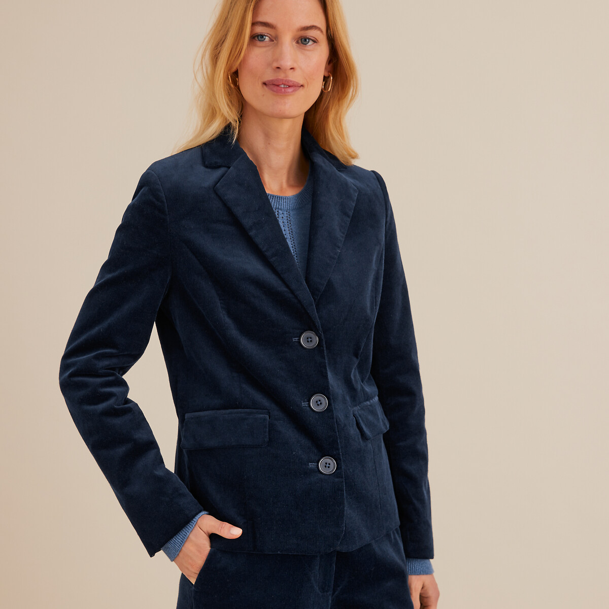 Velour fitted blazer Anne Weyburn | La Redoute