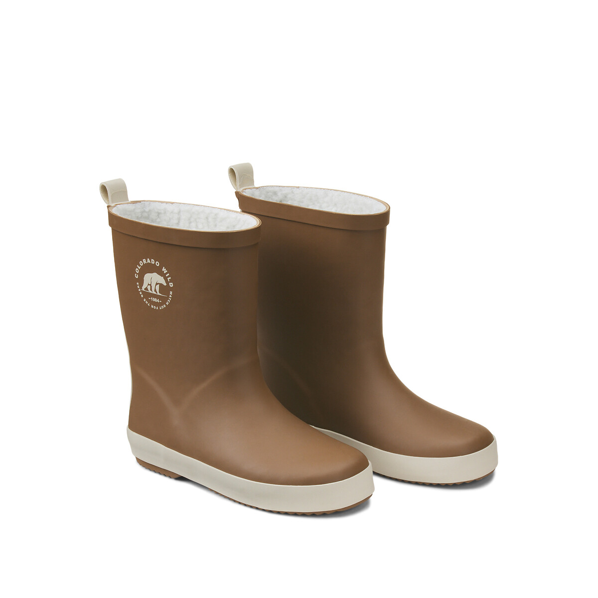 Kids' bear print wellies with faux fur lining brown La Redoute ...