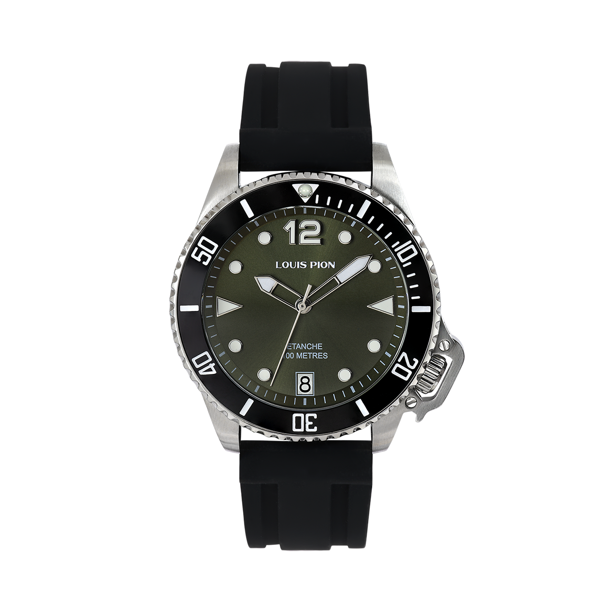 Montre analogique marin argenté vert olive noir Louis Pion | La Redoute