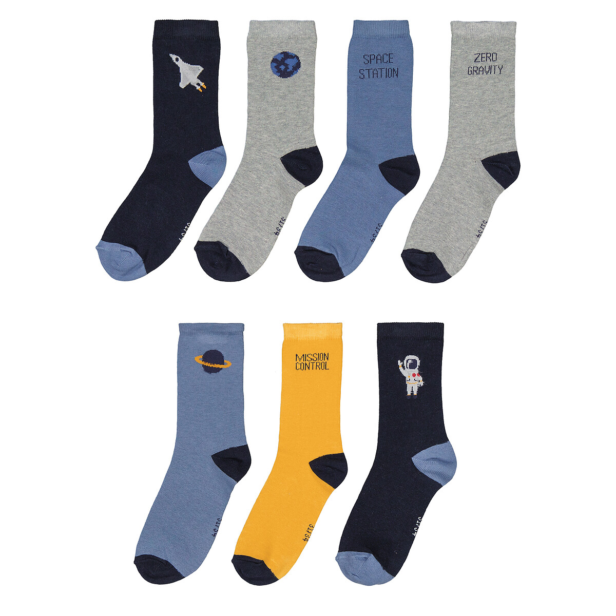 Pack of 7 pairs of socks in outer space print, multi-coloured, La ...