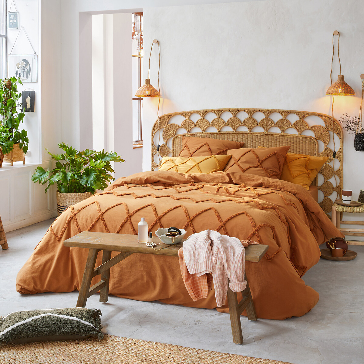 Boho rattan headboard store