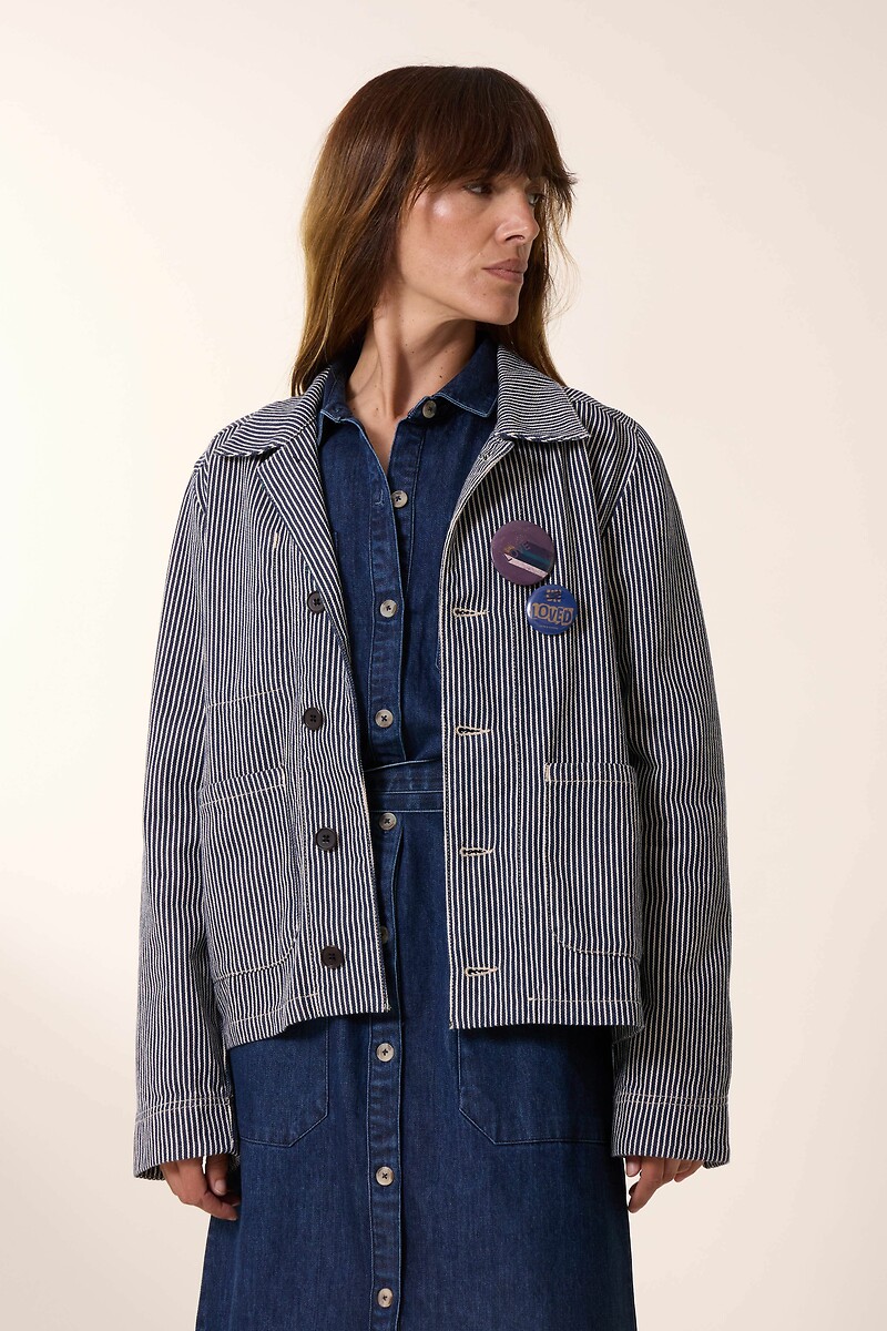 Gestreepte jas met lange mouwen varda ecru Leon & Harper | La Redoute