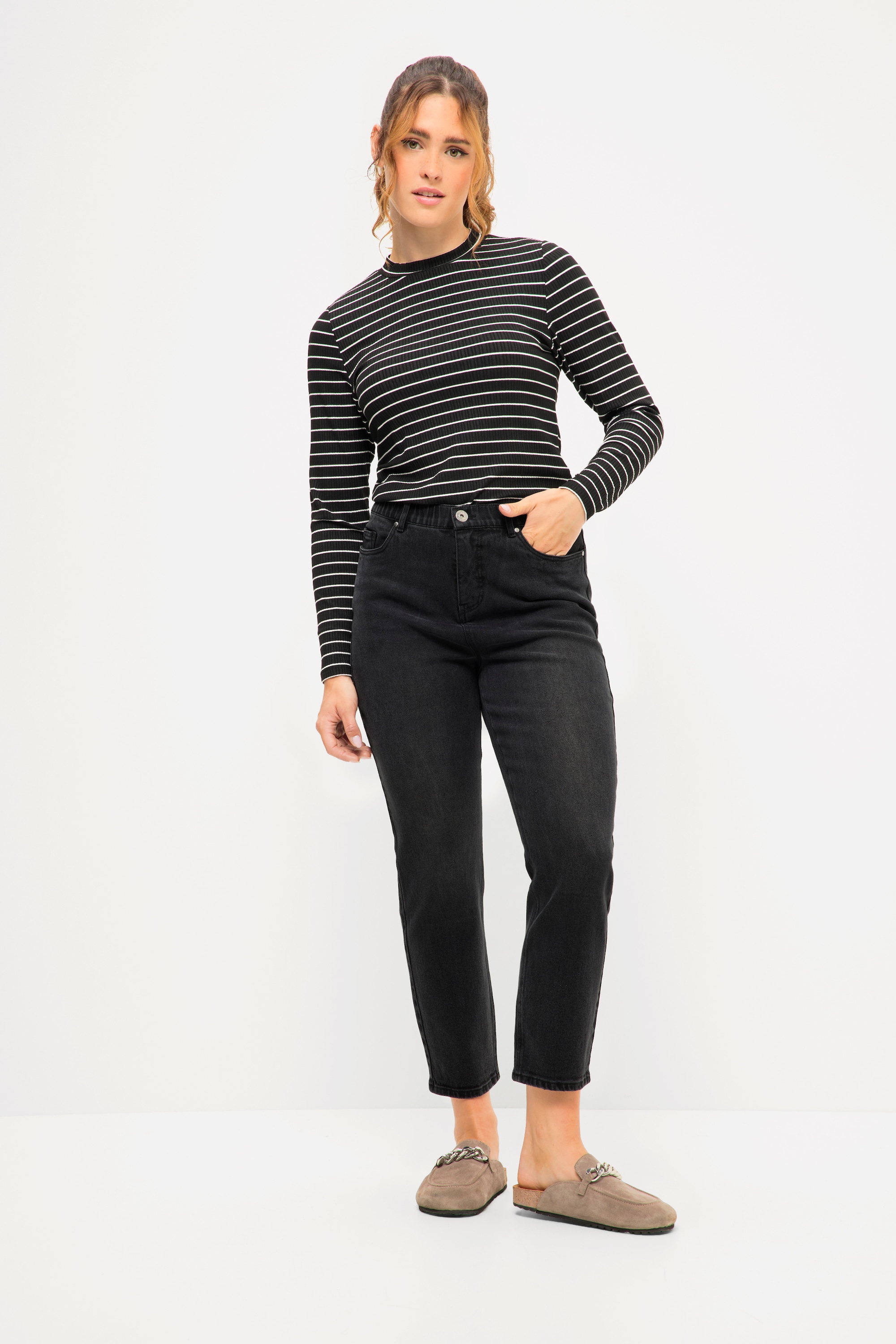 Jean mom large à taille haute et élastique noir Studio Untold | La Redoute