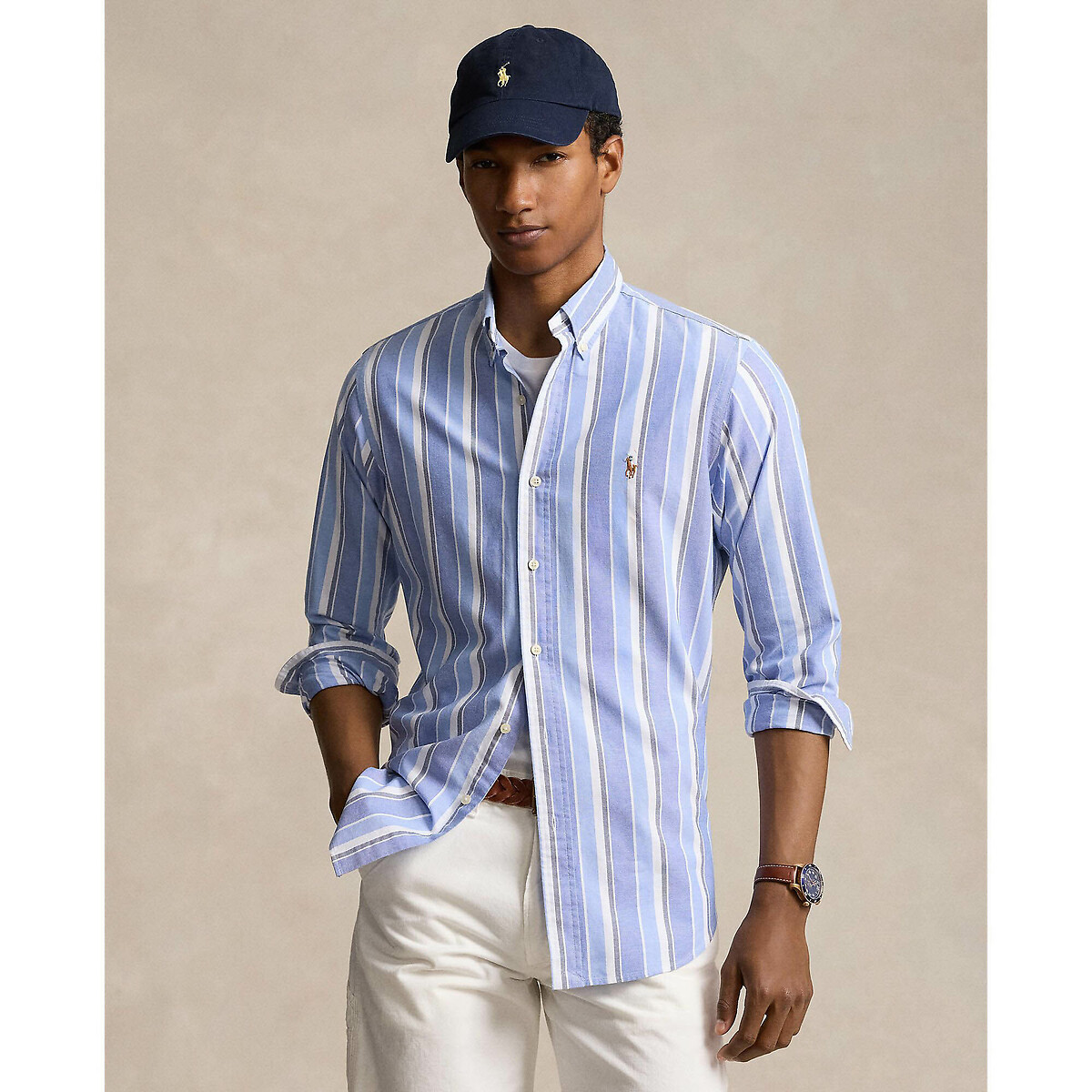 Camisa recta oxford de rayas azul/blanco Polo Ralph Lauren | La Redoute