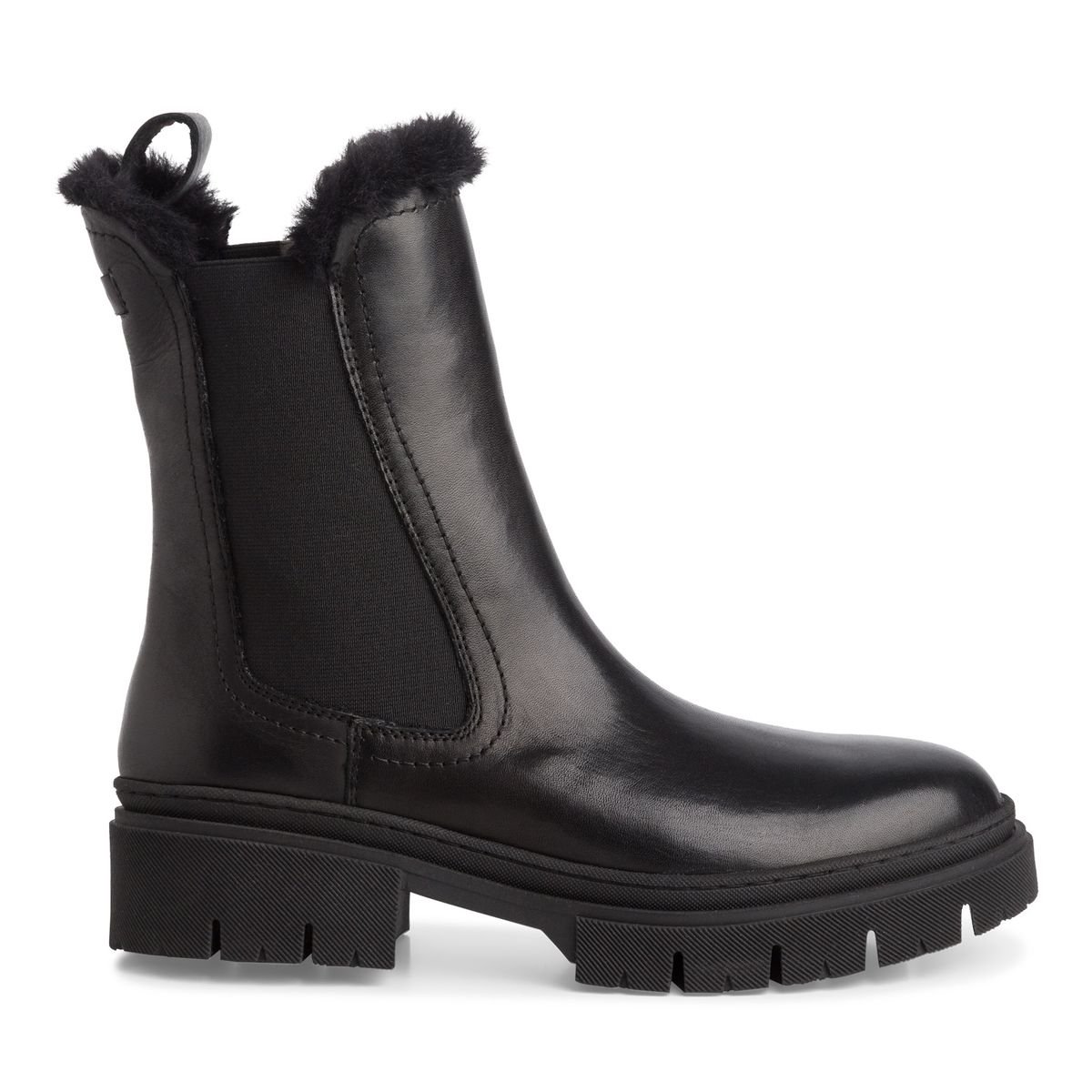 Bottine fourée noir cuir Tamaris | La Redoute