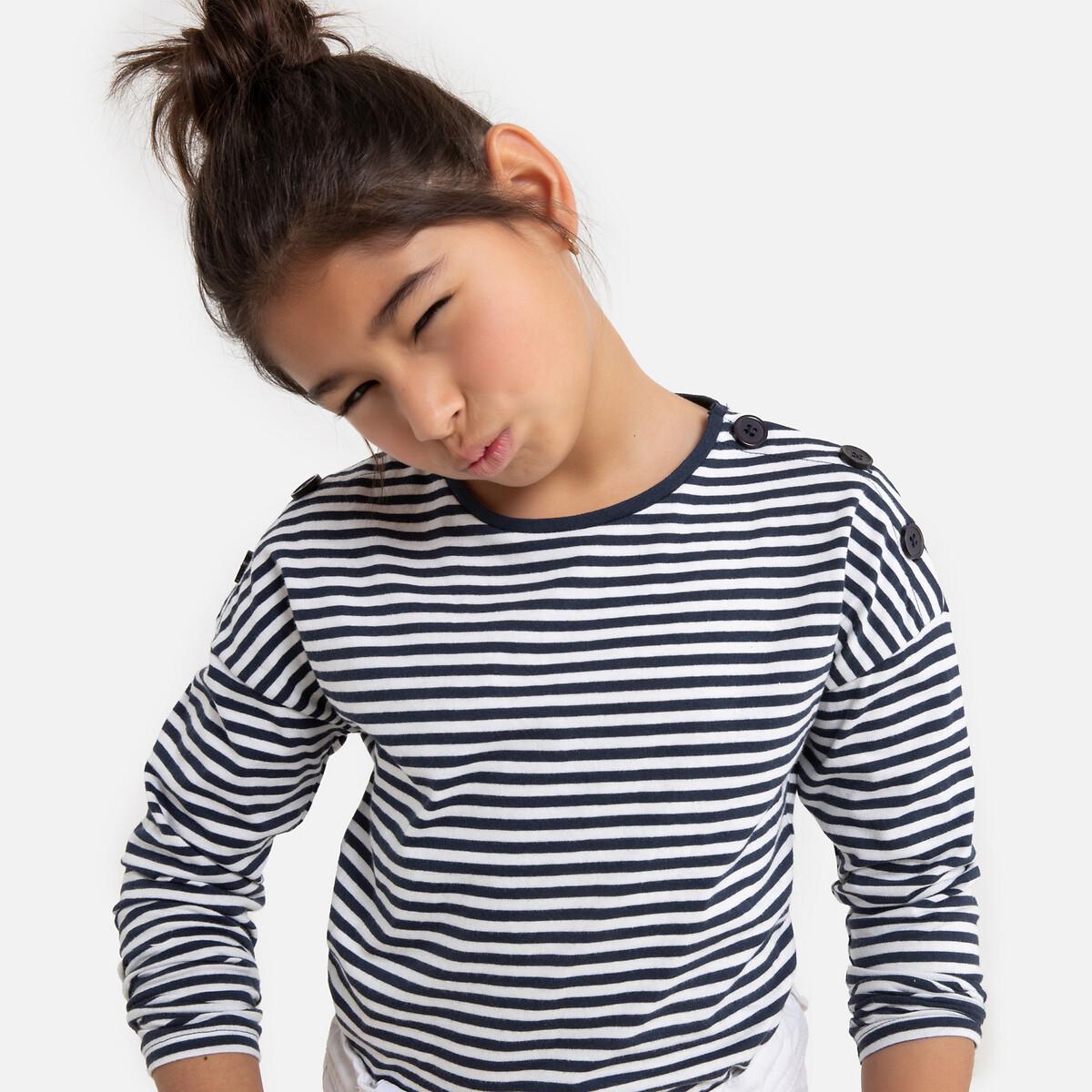 Breton Stripe T shirt In Organic Cotton With Long Sleeves 3 12 Years