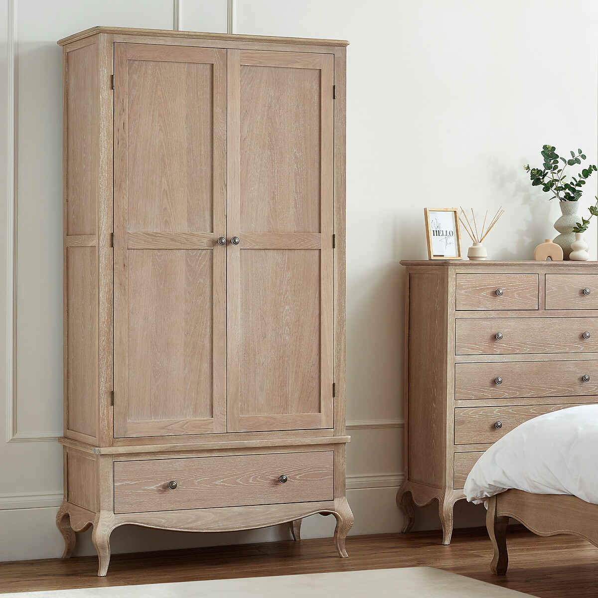 Eléa french antique limed oak combination wardrobe, bleached oak, So ...