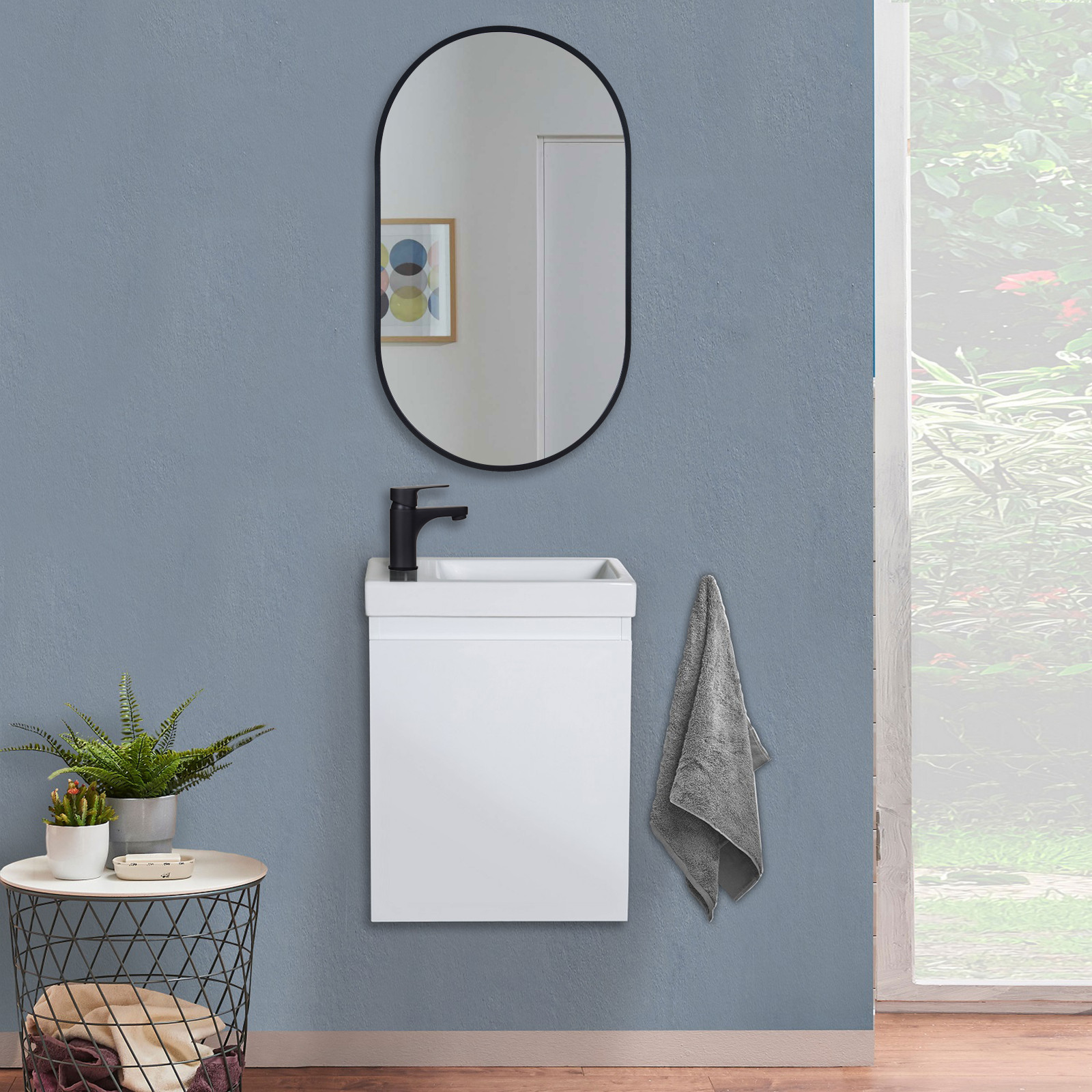 Ensemble lave-mains + miroir ovale lisa Mob In | La Redoute