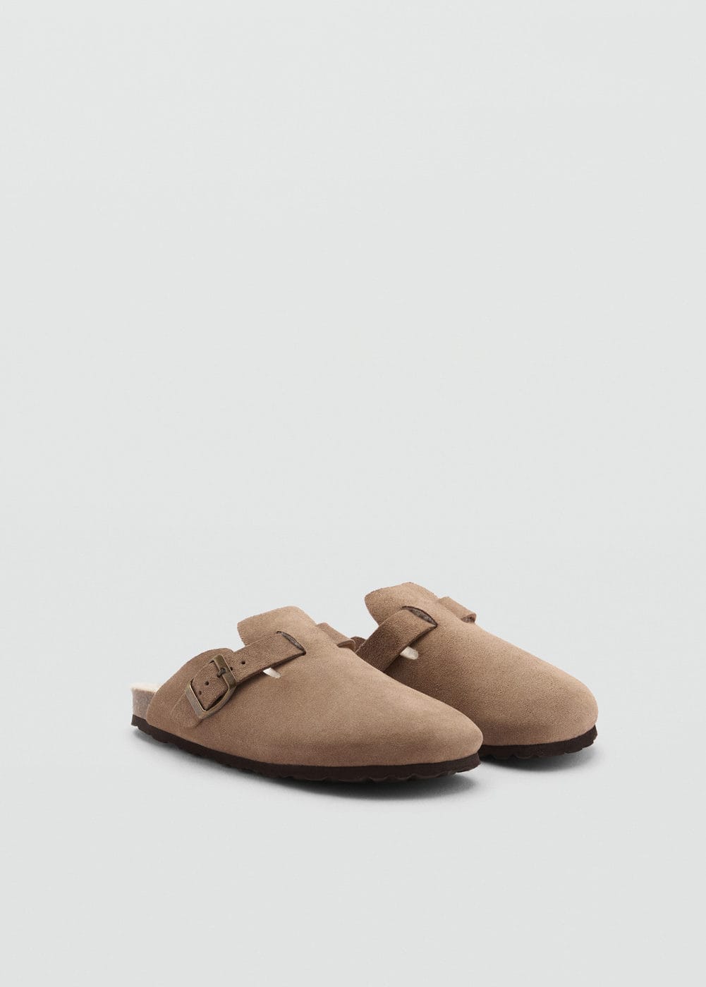 Sabots cuir doublure imitation mouton retourné marron moyen Mango Teen ...