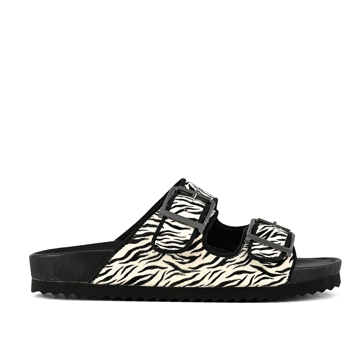 Leather mules, zebra print, Colors Of California | La Redoute