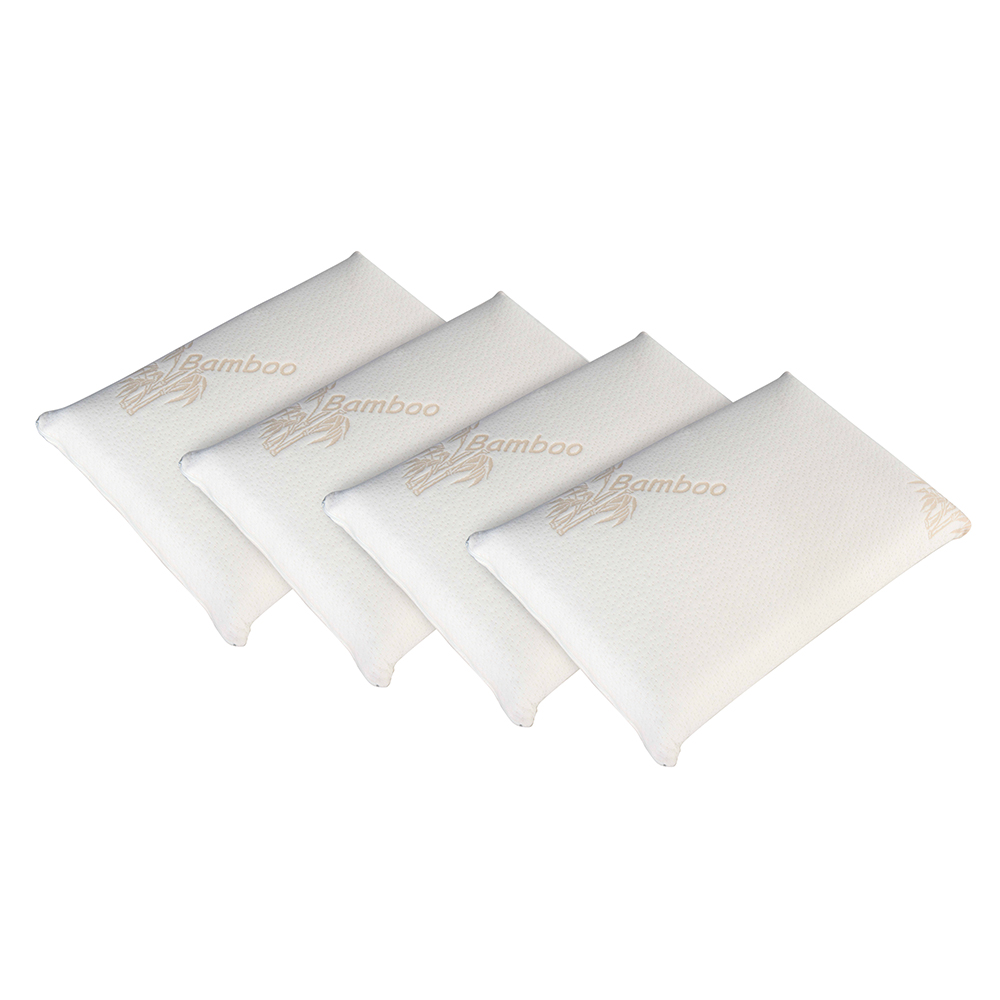 Lot de 4 oreillers mémoire de forme bamboo Couleur blanc Olympe Literie ...