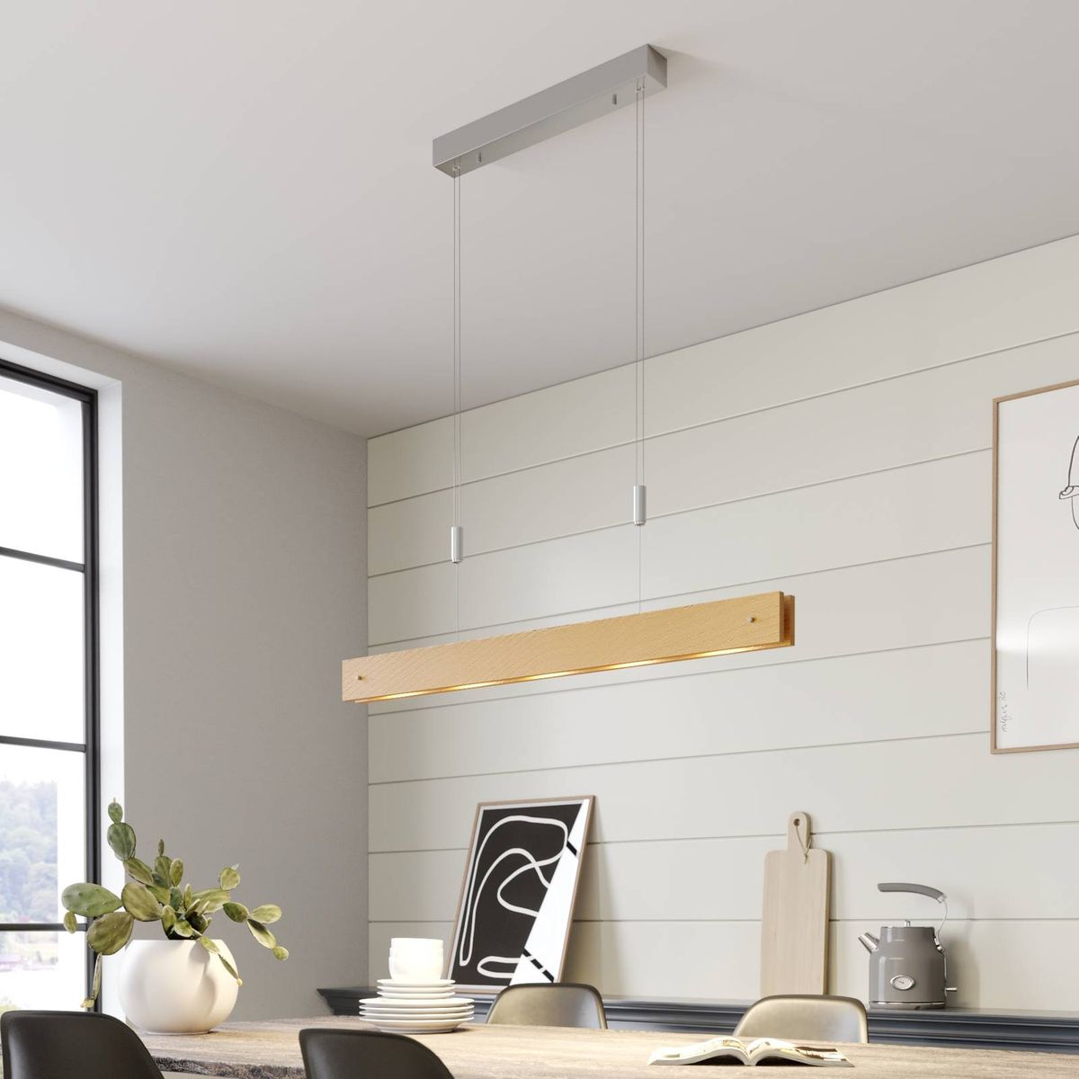 Suspension en bois scandinave led, karinja Couleur bois naturel, nickel ...