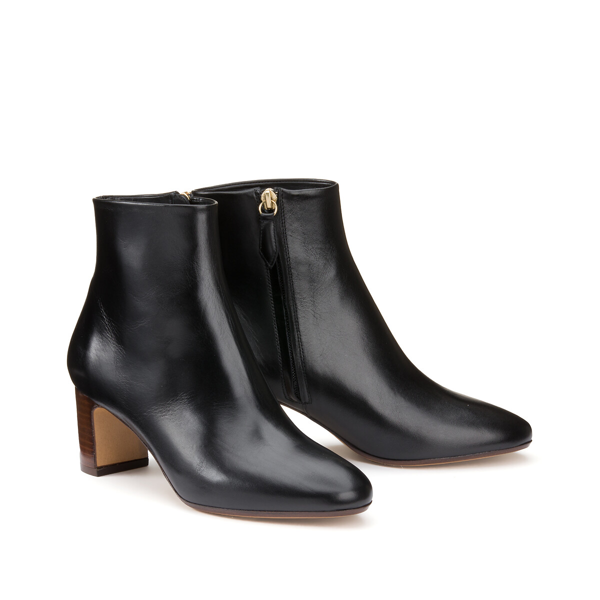 N°290 leather ankle boots with heel, matt black, Rivecour | La Redoute