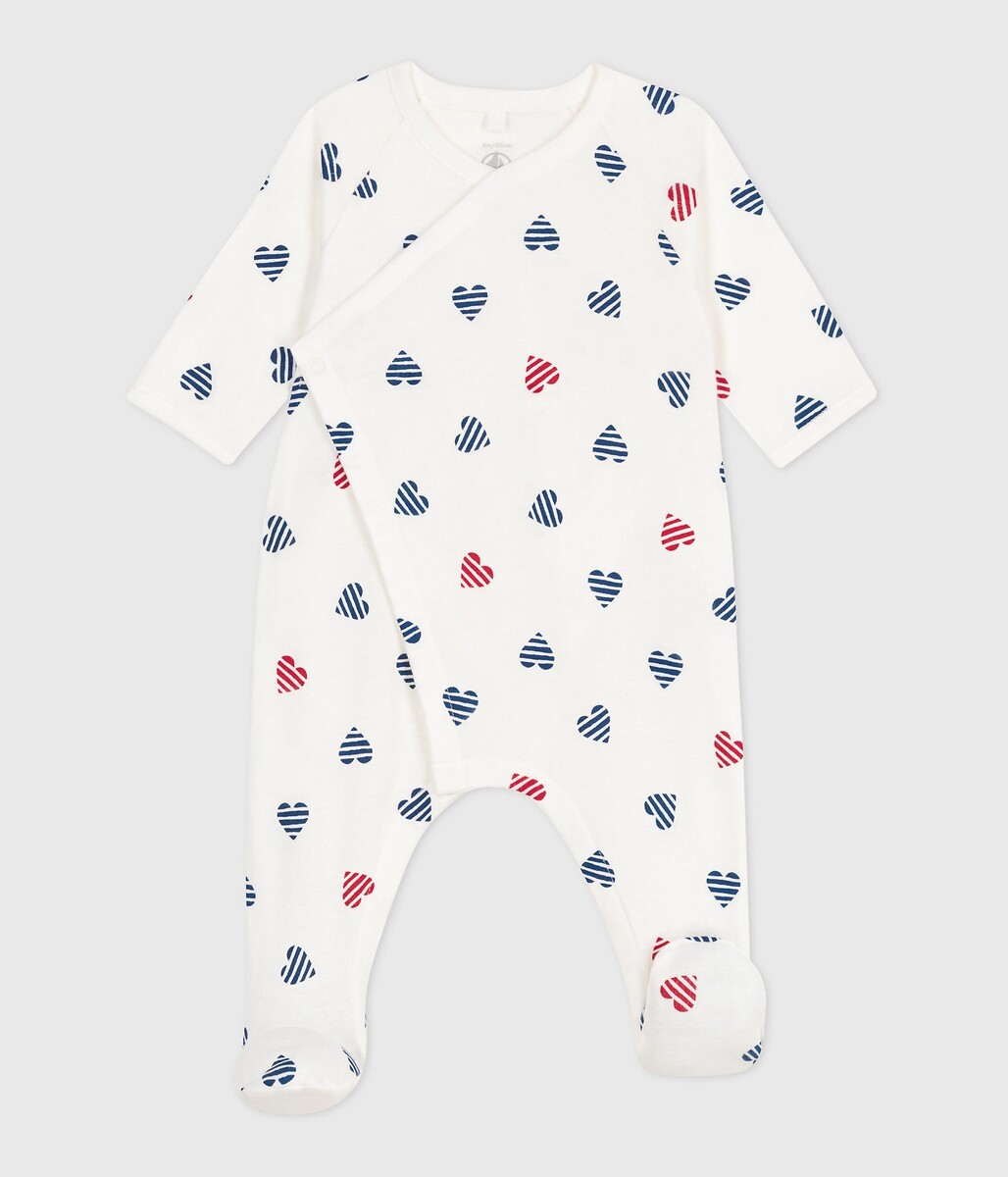 Baumwoll-strampler. "gestreifte herzen" weiss Petit Bateau | La Redoute