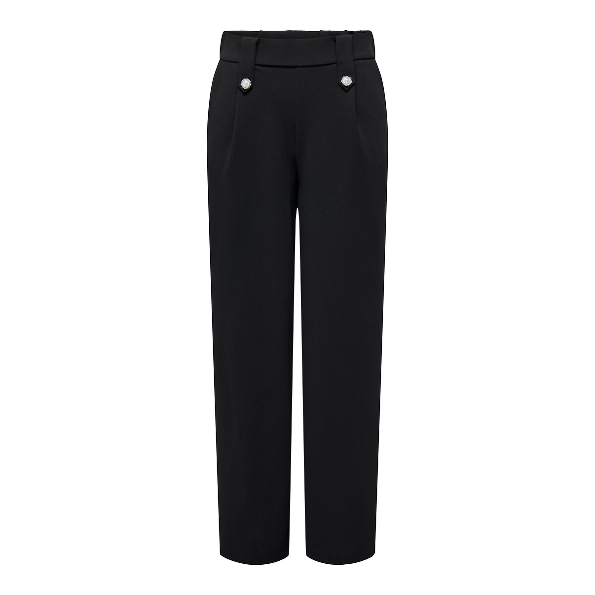 Cotton straight buttoned trousers, black, Only Petite | La Redoute