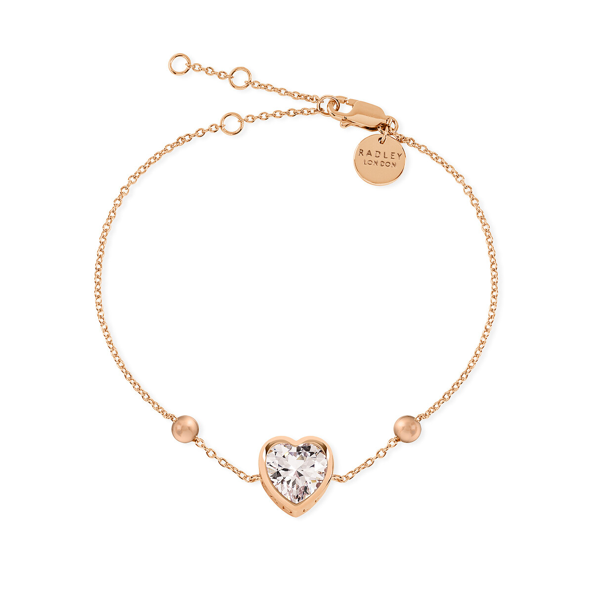 Baylis road 18ct rose gold plated clear stone heart bracelet, rose gold ...