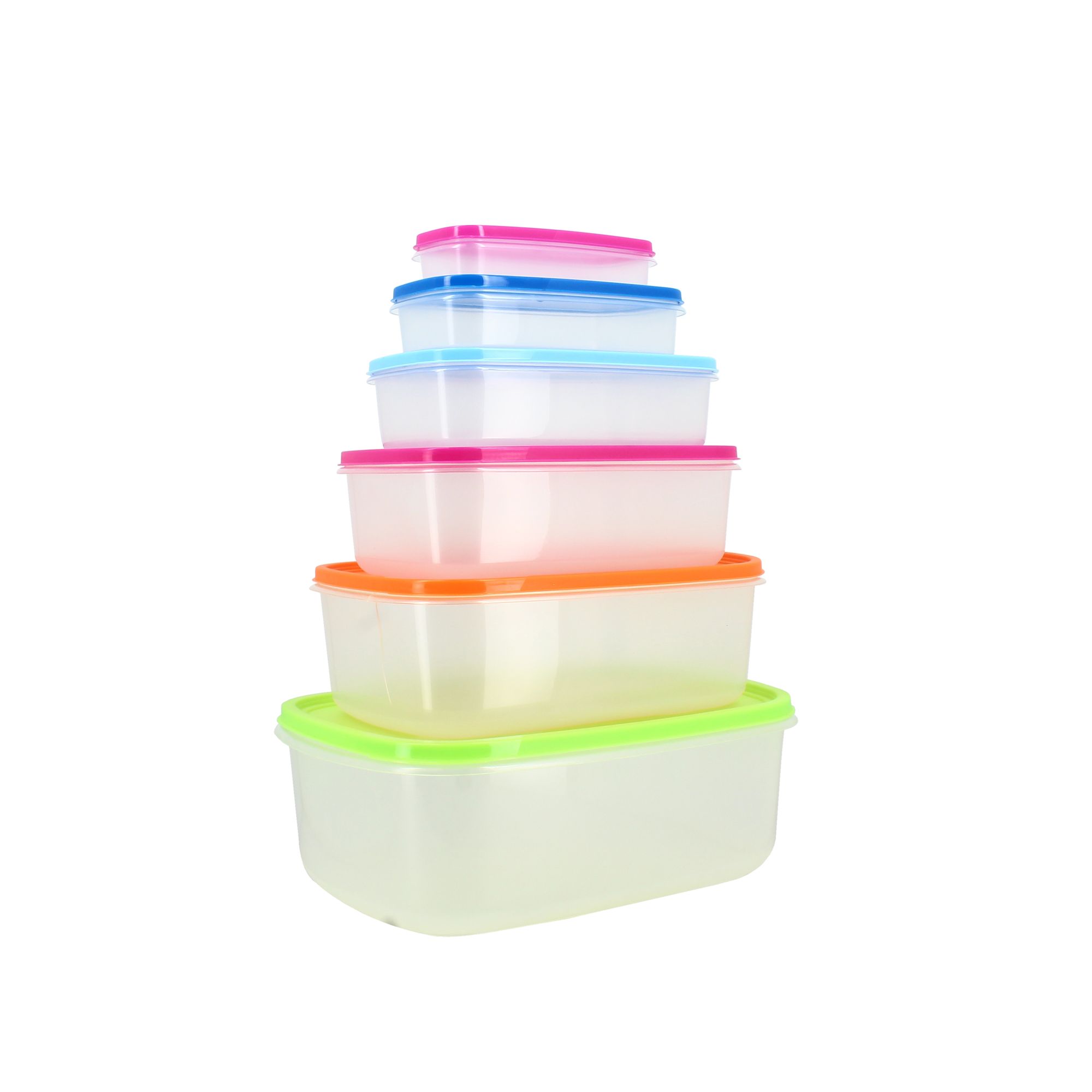 Set de 6 boîtes hermétiques en plastique multicolore-transparent ...