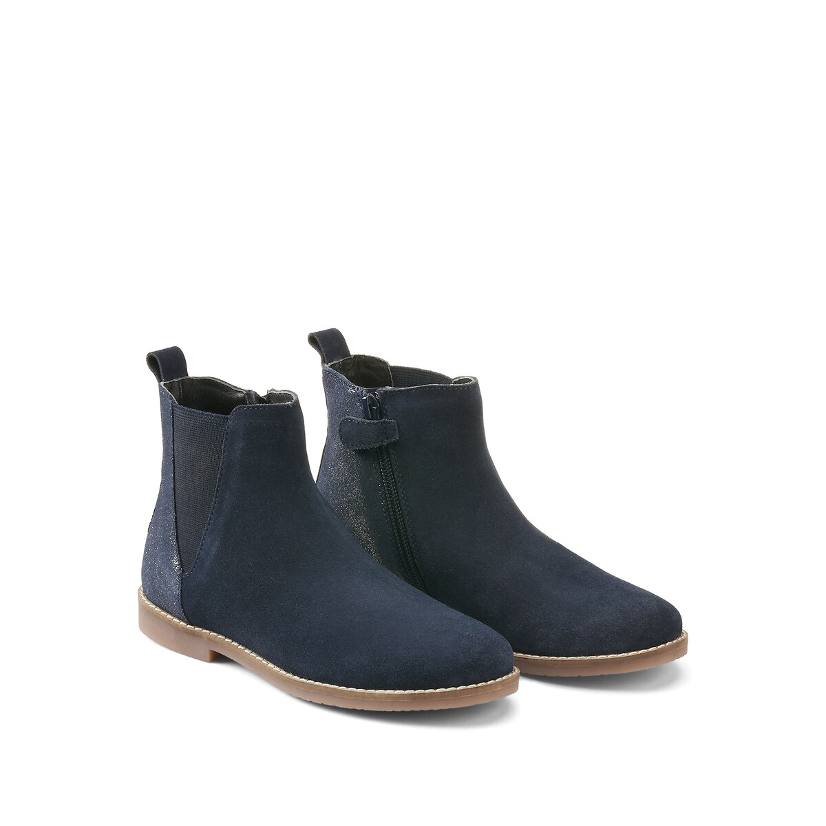 Boots chelsea zippées en cuir bleu marine La Redoute Collections | La ...