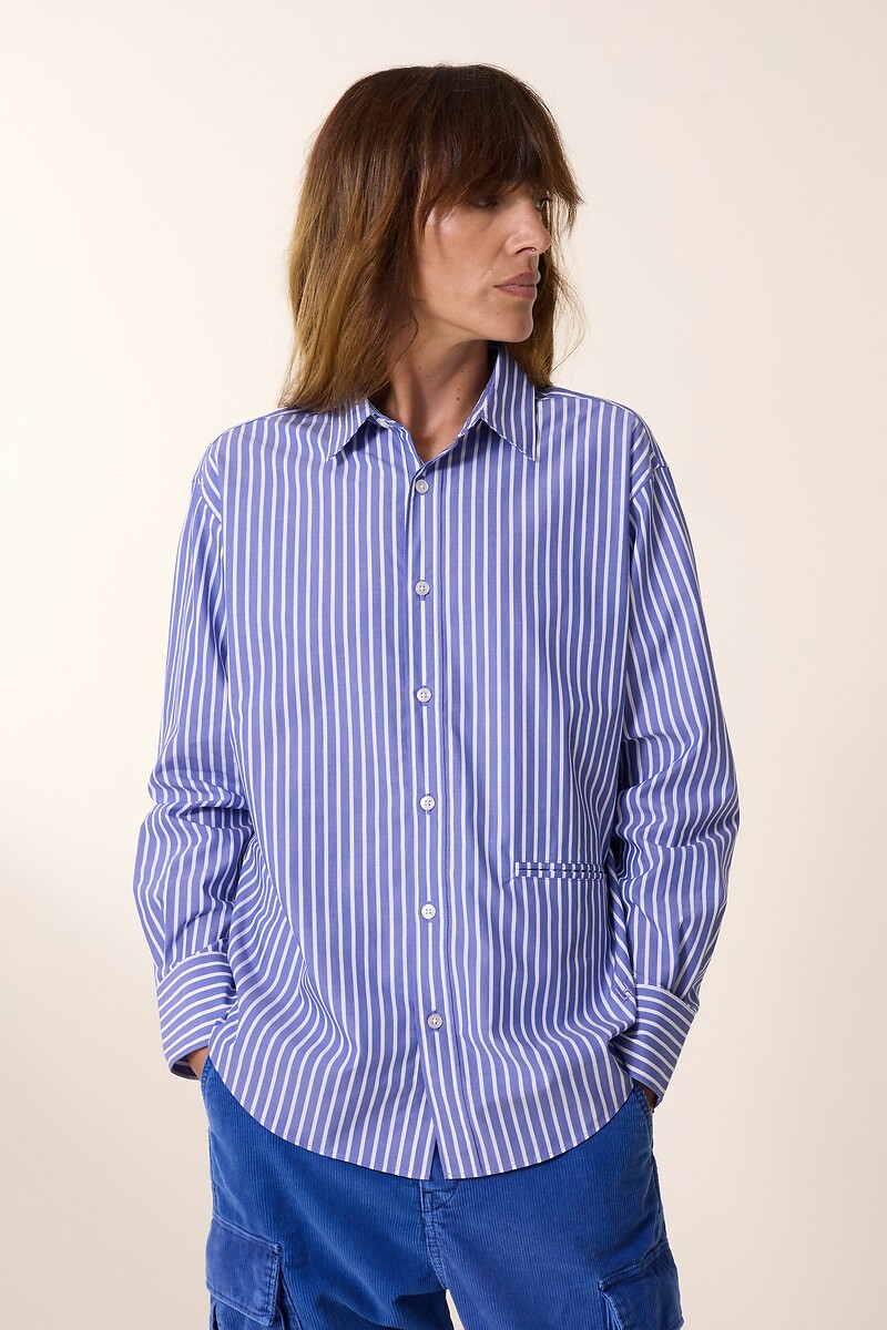 Cyrce striped cotton blouse, blue, Leon & Harper | La Redoute