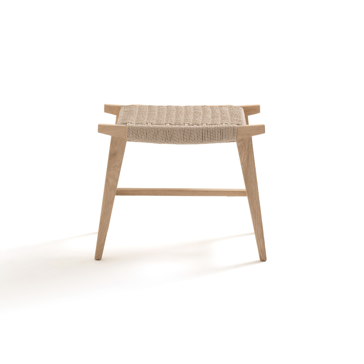 Kioto oak and woven braided stool, natural, La Redoute Interieurs | La ...