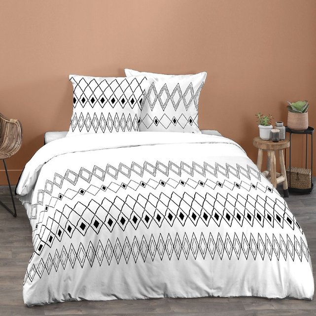 Housse De Couette 220x240 Antao Blanc 2 Taies 100 Coton 57 Fils