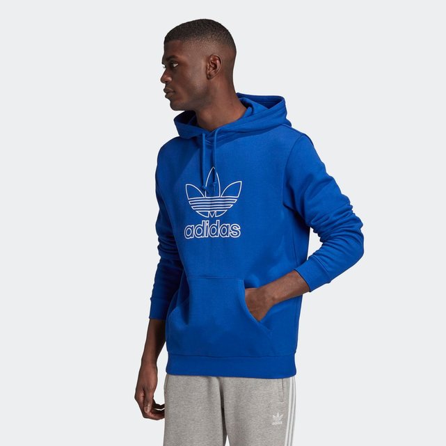 Sweat Shirt à Capuche Outline Trefoil Logo Bleu Adidas Originals La