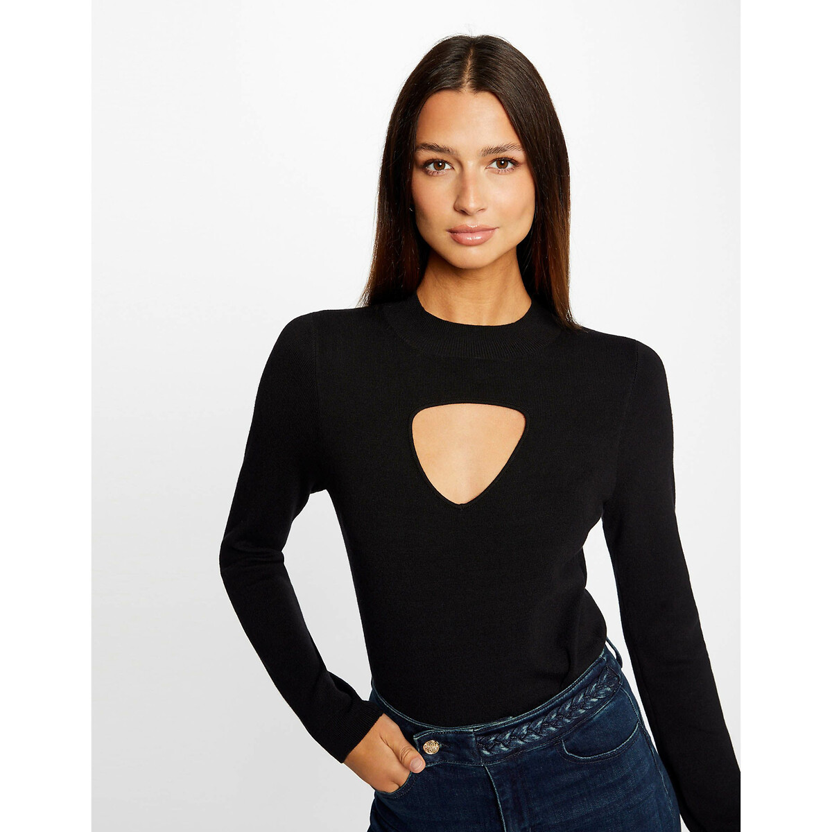 Cutout jumper, black, Morgan | La Redoute