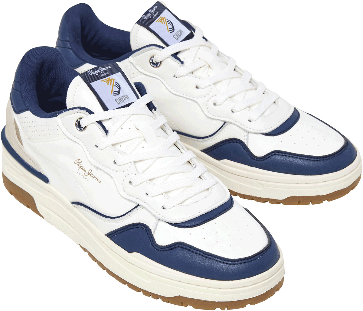 Baskets basses chester ivy blanc/bleu Pepe Jeans | La Redoute