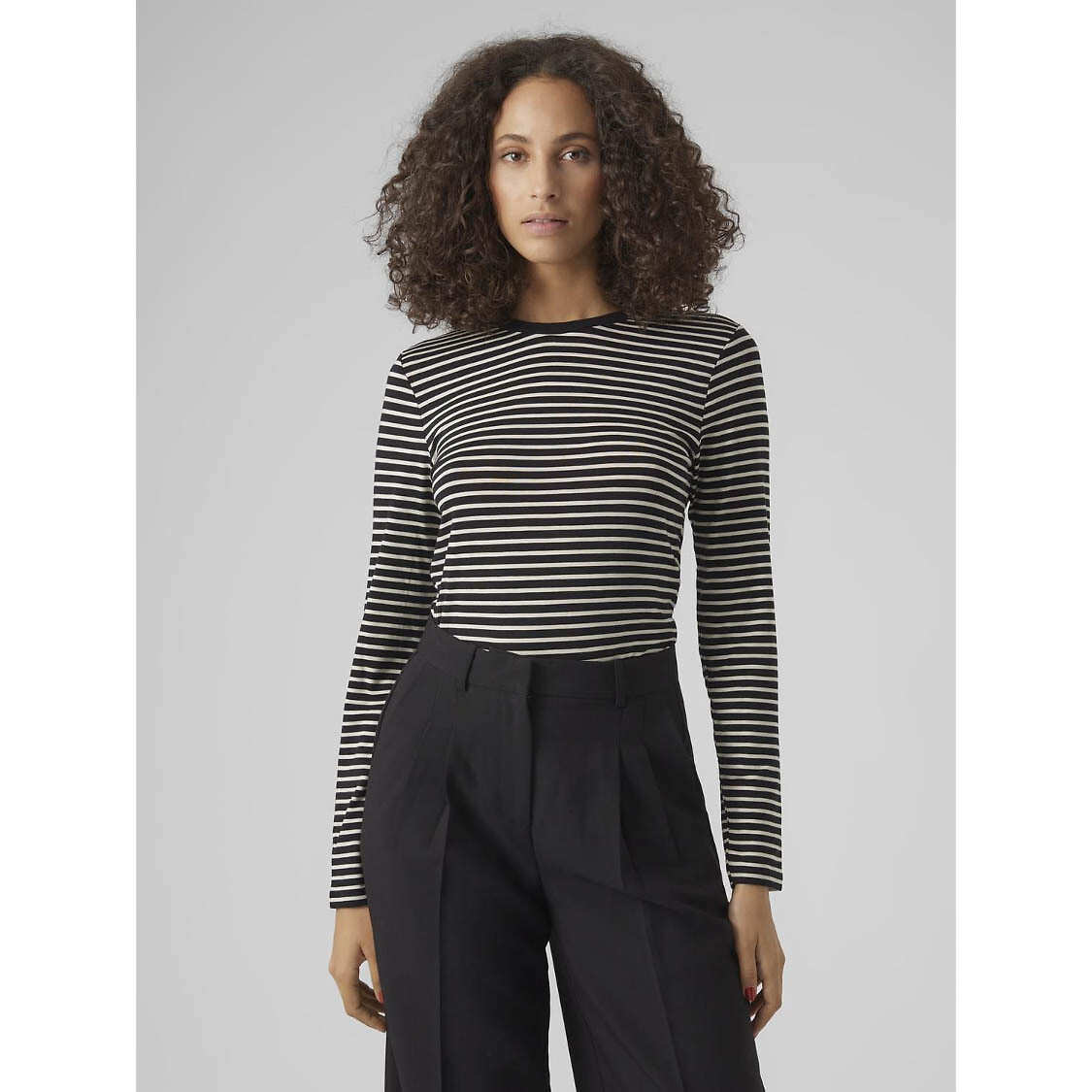 Breton striped t-shirt with long sleeves, black striped, Vero Moda | La ...