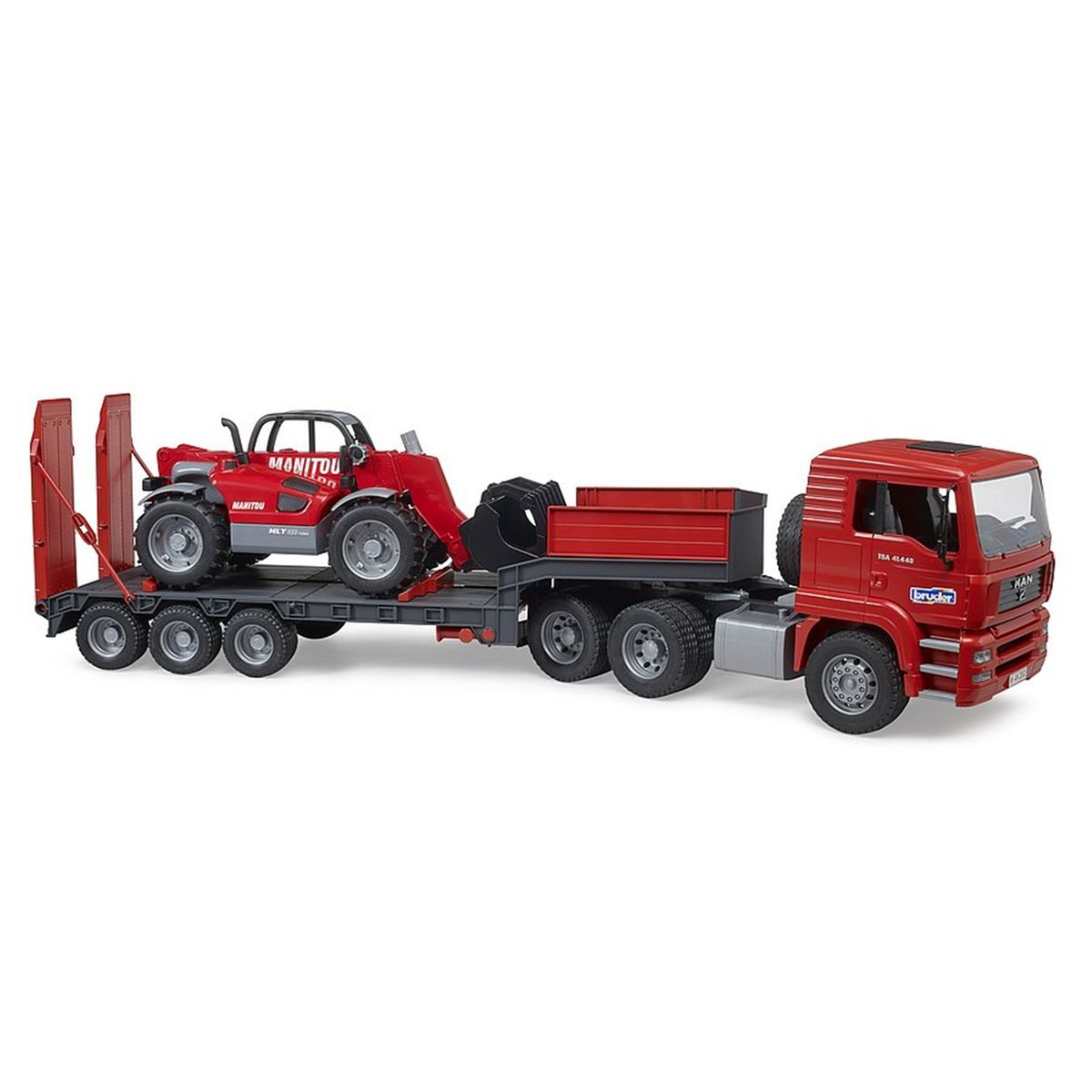Camion surbaissé man tga avec chargeur télescopique manitou rouge ...