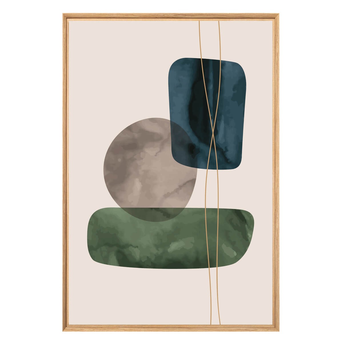 Tableau mural encadré géométrie 65x97 cm Couleur taupe-fibres de bois ...