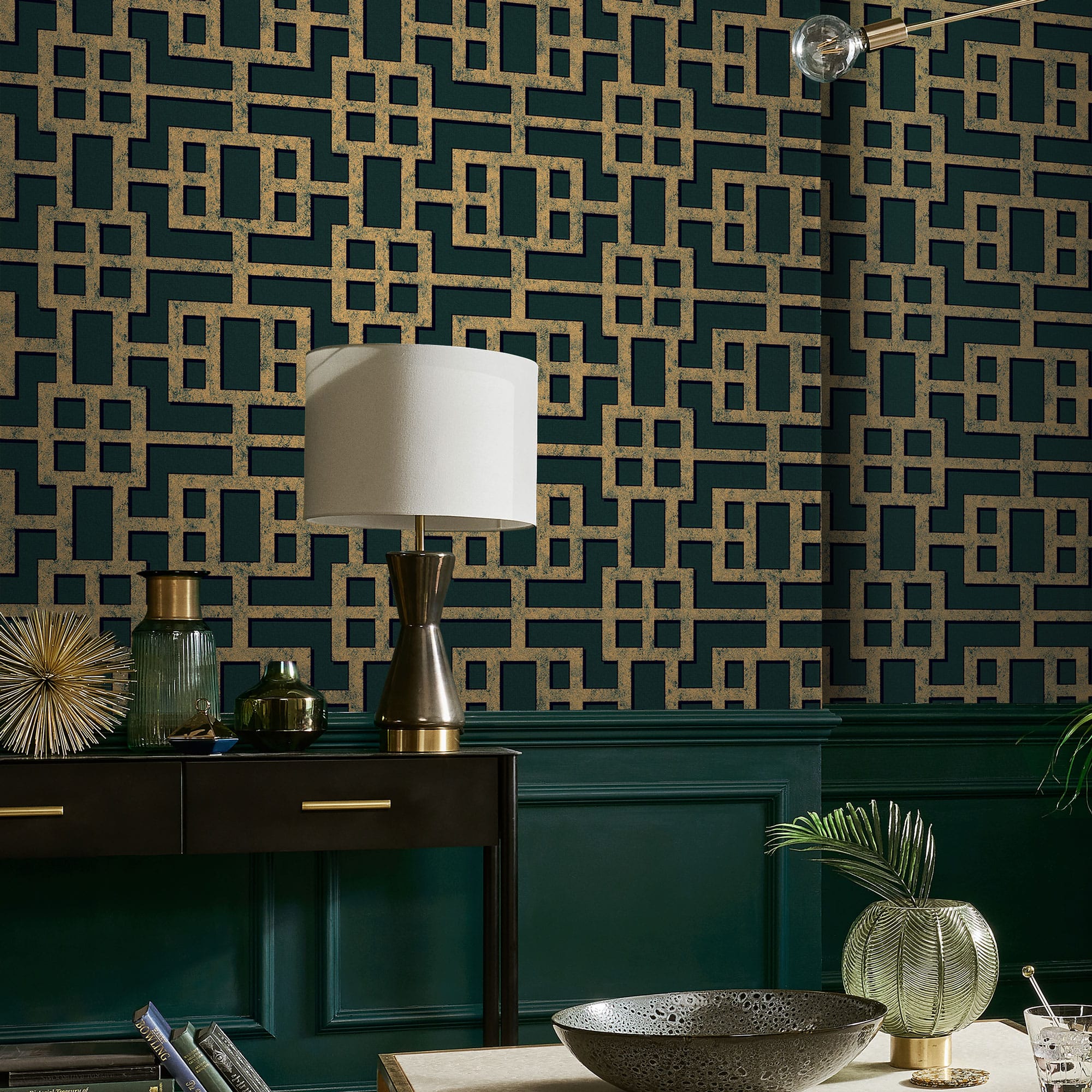 Papier peint rendo green & copper Couleur vert Graham Et Brown | La Redoute