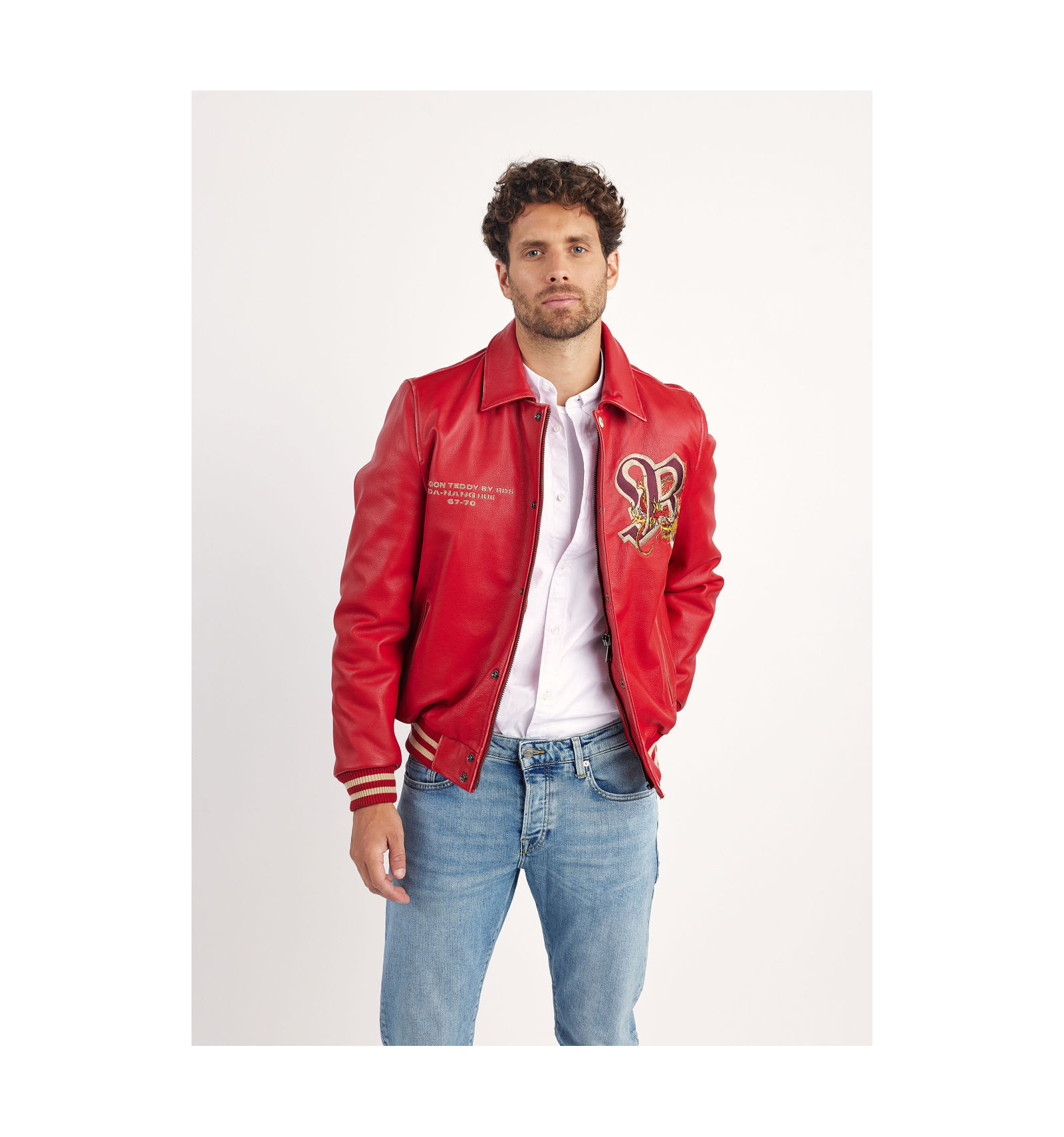 Cuir col rabattu boutons pressions dragon cohiba red Redskins | La Redoute