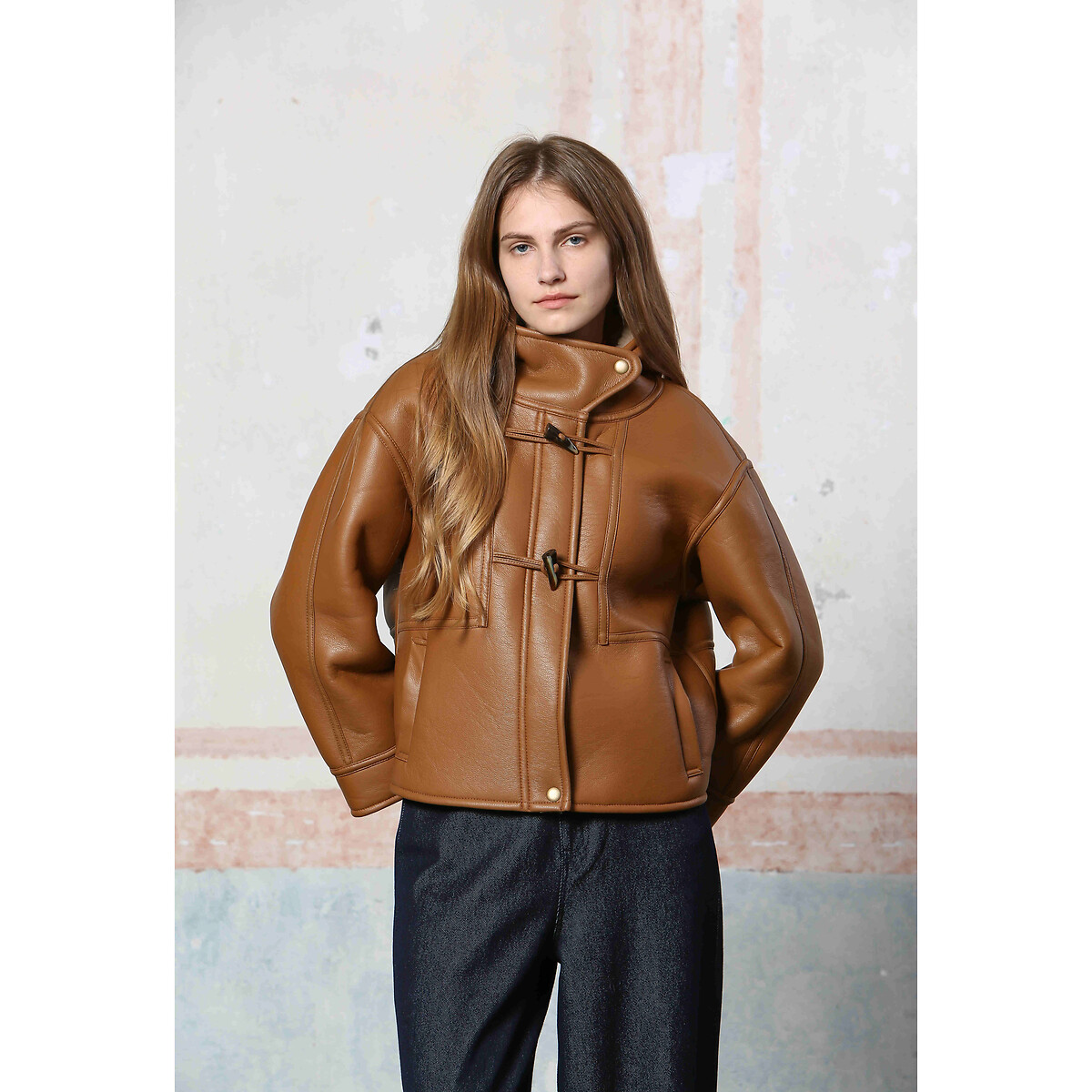 Faux leather jacket with high neck camel See U Soon | La Redoute