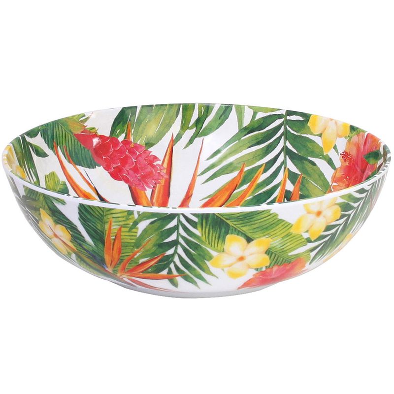 Grand saladier fleurs exotiques 31 cm Couleur vert, rouge Les Jardins ...