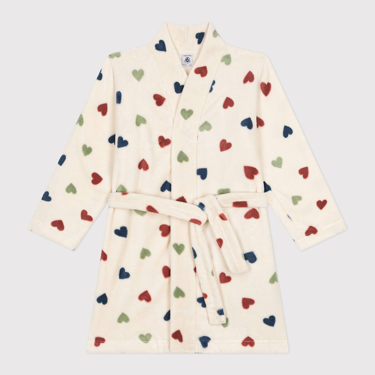 Heart print fleece bathrobe, heart print, Petit Bateau | La Redoute