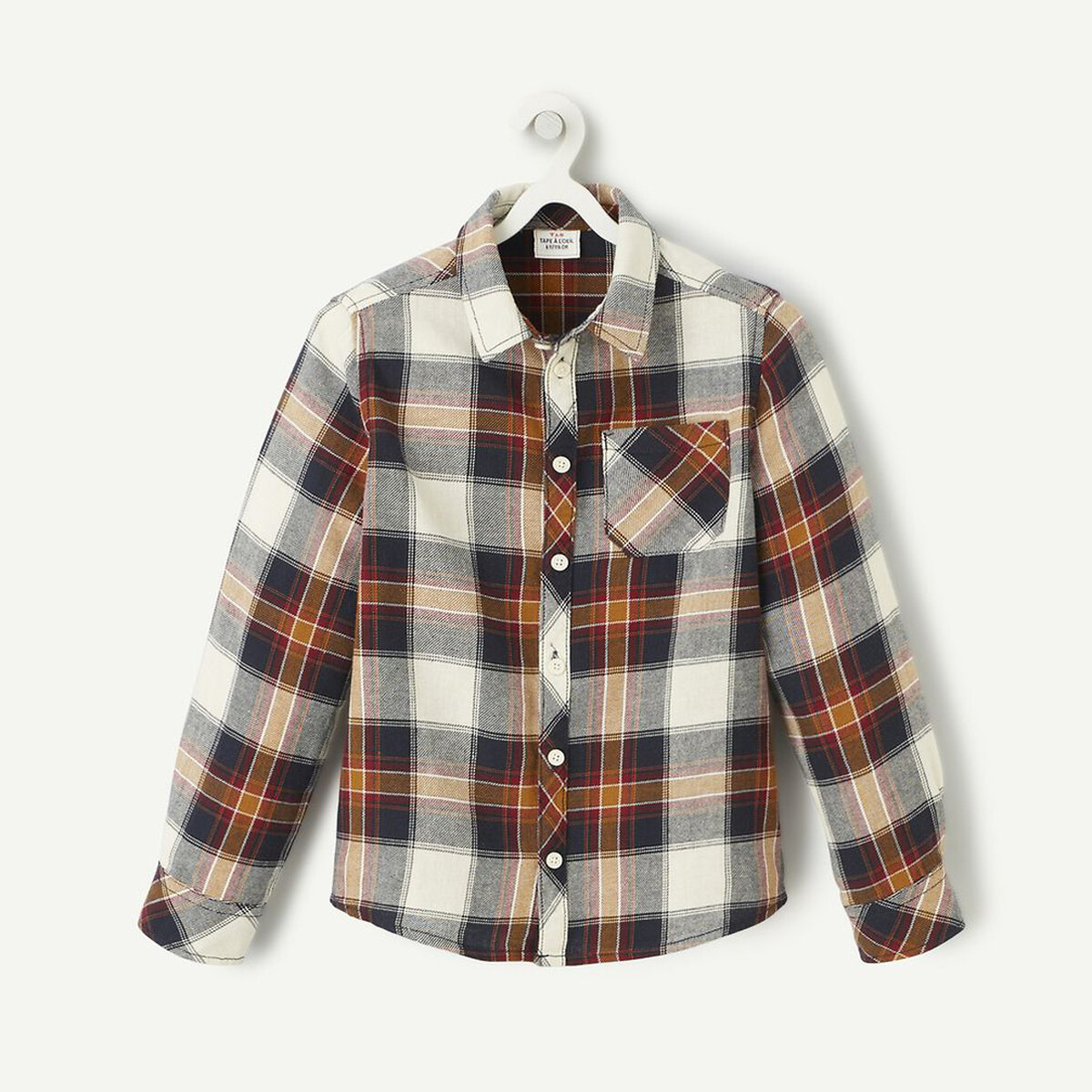 Checked cotton shirt, navy/burgundy, Tape A L'oeil | La Redoute