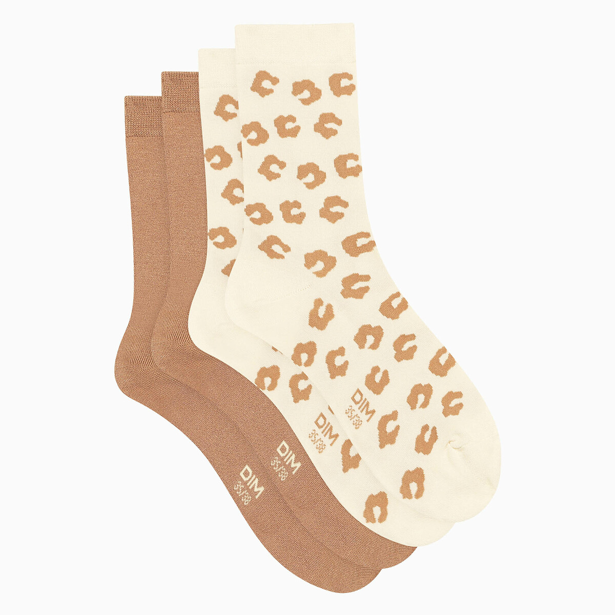 Pair of crew socks, cream/praline, Dim | La Redoute