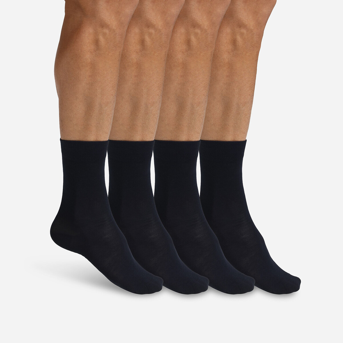 Pack of 4 pairs of crew socks in cotton, navy blue, Dim | La Redoute